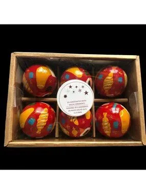 Christmas Holiday | Holiday | Paper Mache Ornament Round Balls ...